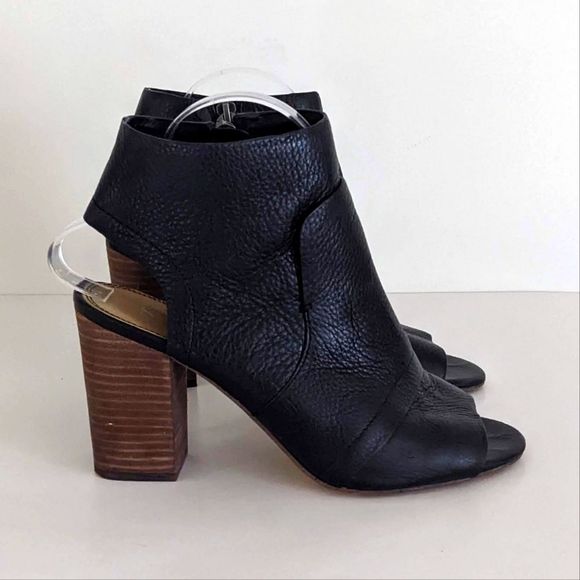 Splendid | Shoes | Splendiddarlene Llblack Leather Peep Toe Block Heel ...